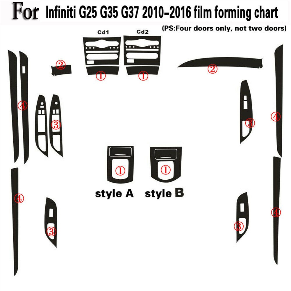 Hayafir 3D Carbon Fiber Pattern Interior DIY Trim Decals For Infiniti G25 G37 2009-2013 ...