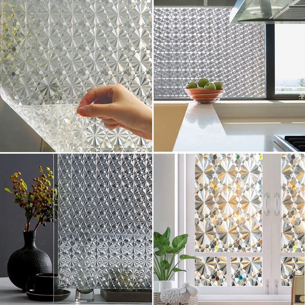 Bathroom Floral Casement Film No Glue 3D Static Home Decor Sticker ...