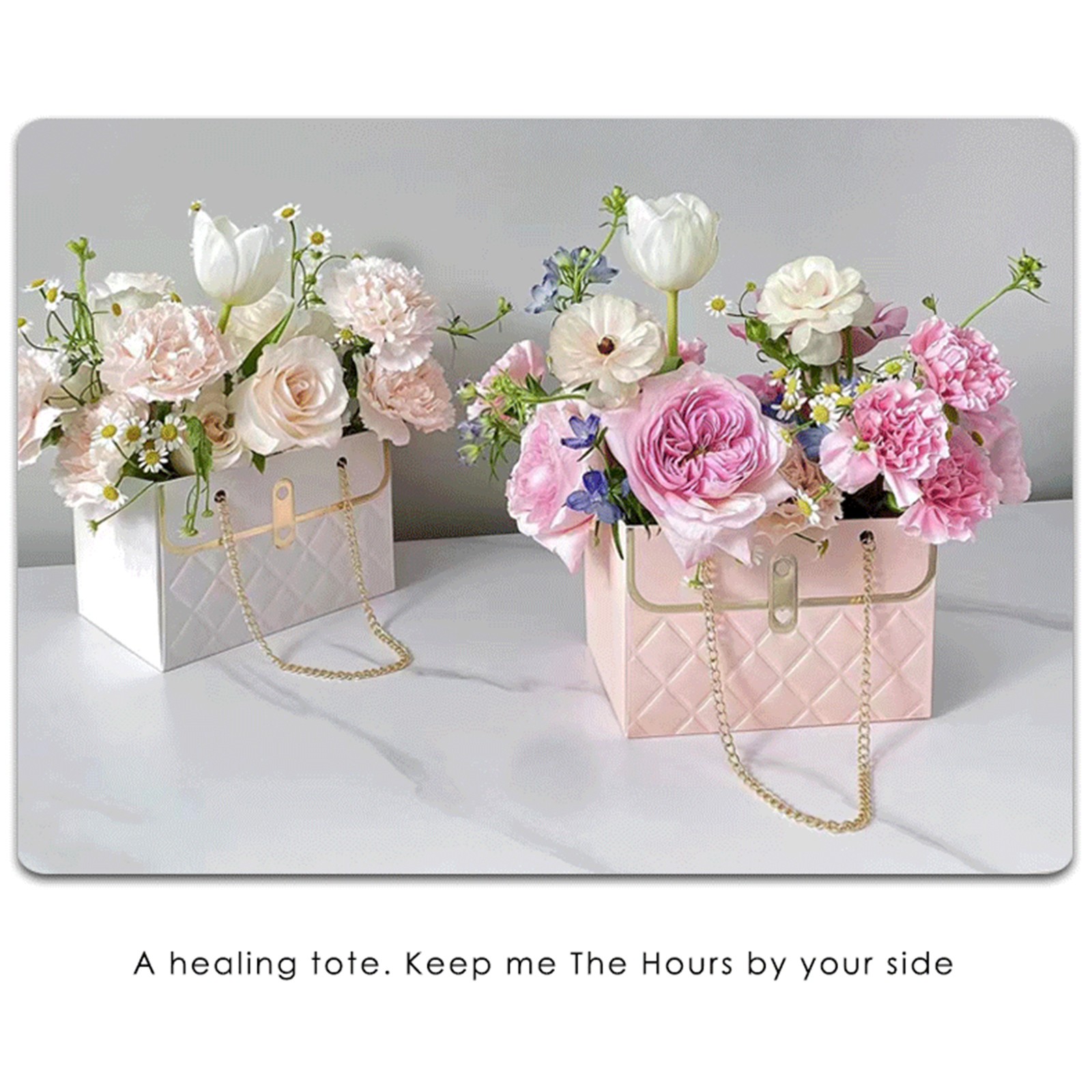 Flower Paper Box with Handle Waterproof Bouquet Paper Wrapping Bags ...