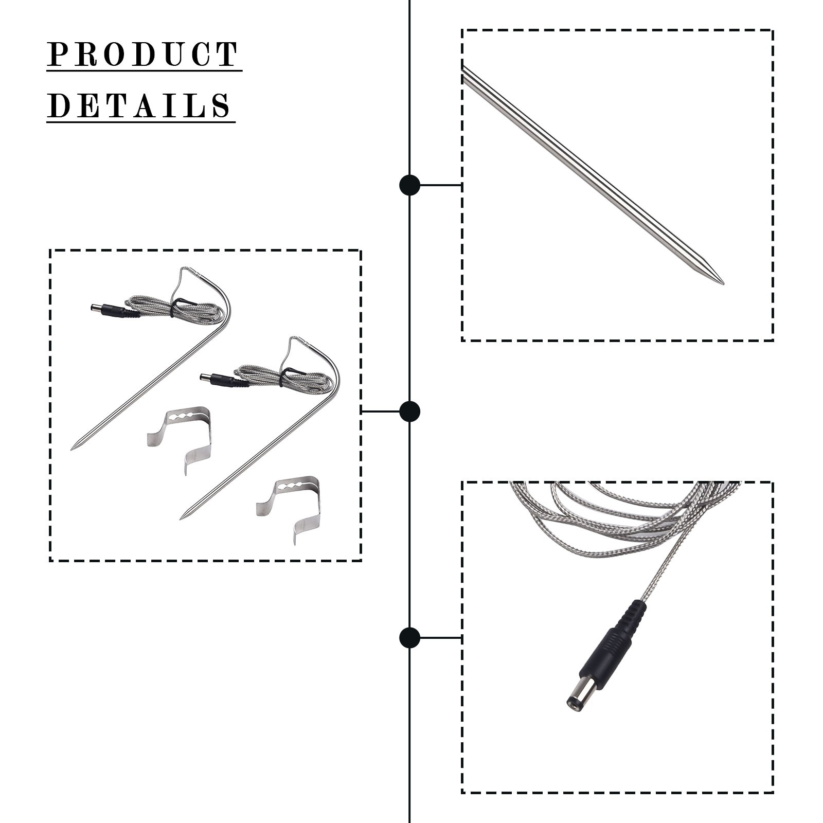 CPAN Pellet Grill Temperature Meat Probe Thermometer Replacment with ...
