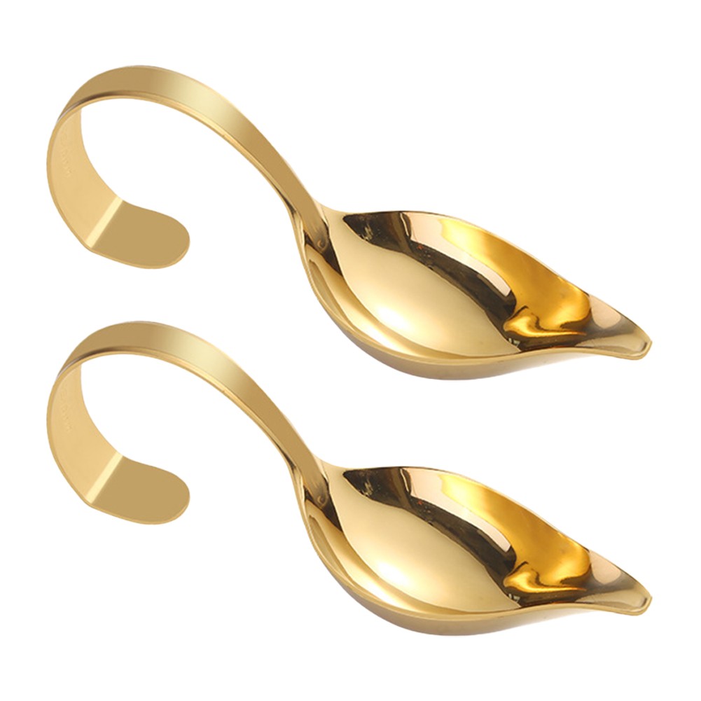 2 piezas Cucharón de salsa de acero inoxidable con mango curvado ...