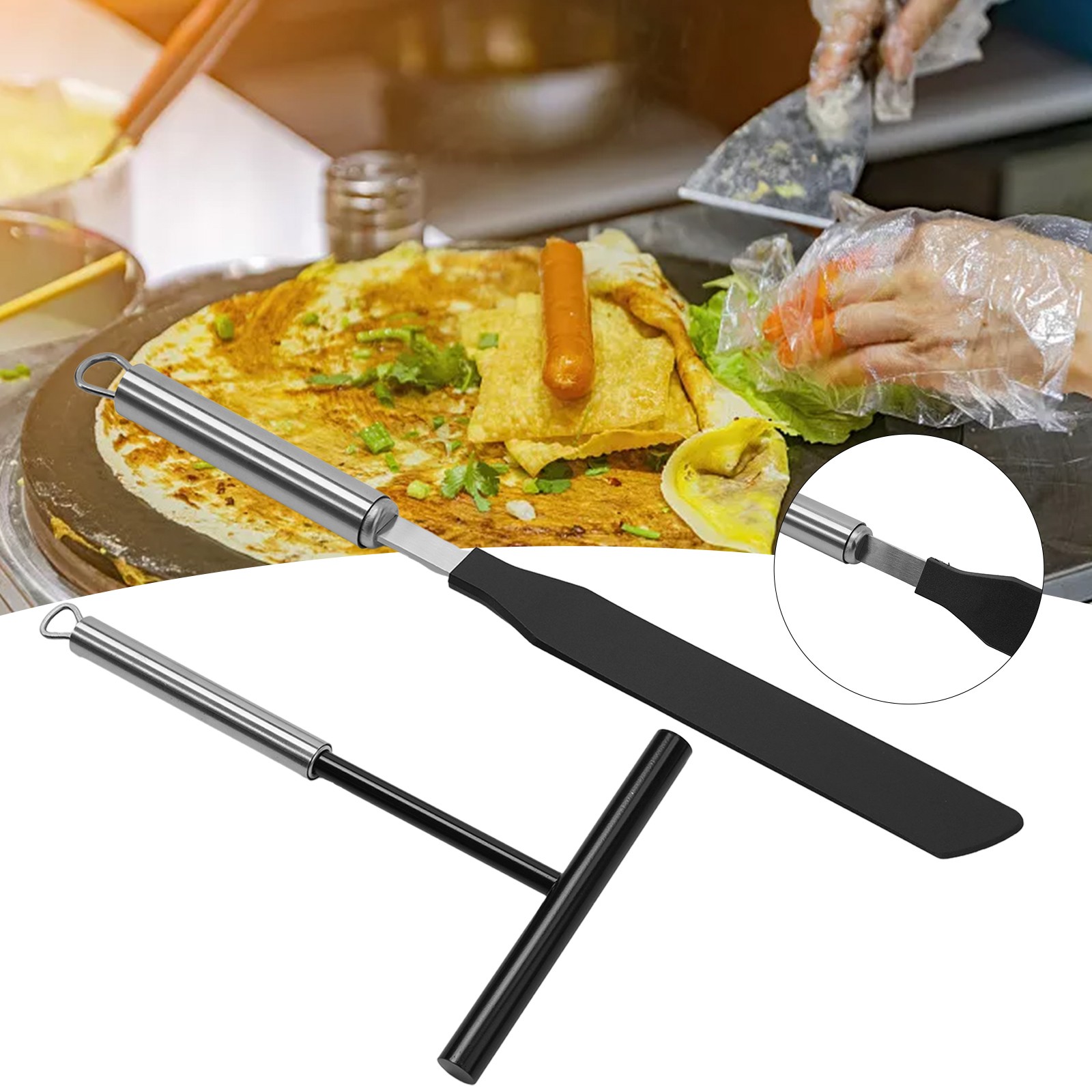 Crepe Spreader and Spatula Kit T- Shaped Batter Spreaders Stainless ...